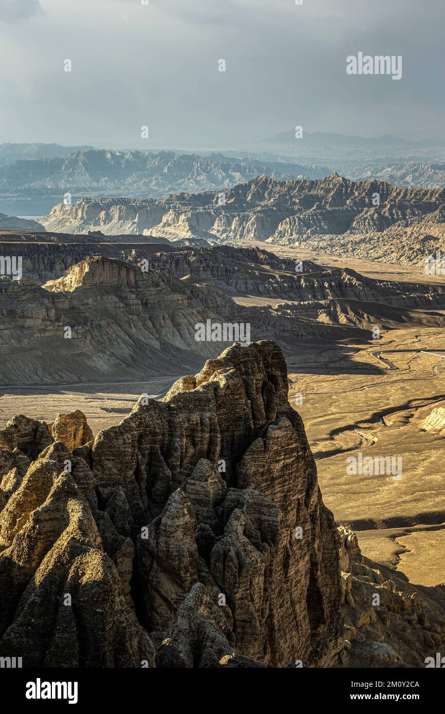 An aerial view of forest landforms and stone formations in Zada County ...