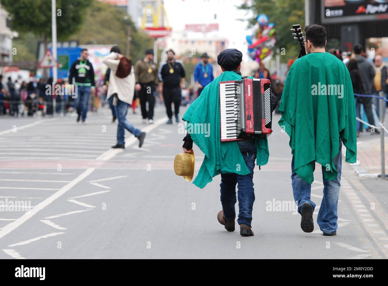 Musicians walking on carnival parade limassol Cyprus Stock Photo - Alamy