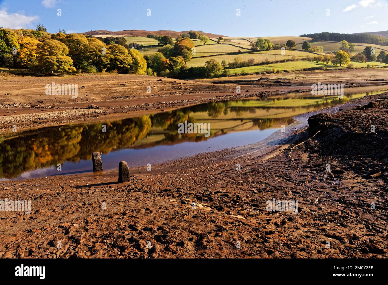 Dry Derwent valley reservoir Stock Photo - Alamy