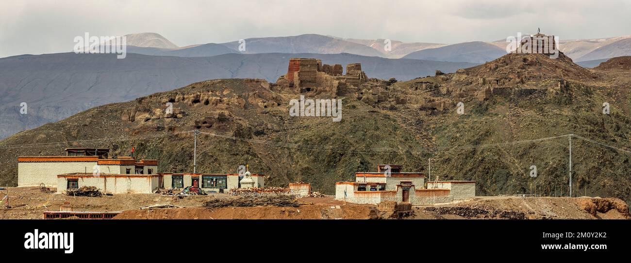 A panoramic view of ancient architectural relics in Zada County, Ali ...