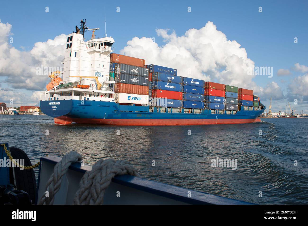 Klaipeda, Lithuania - 14 August 2019: Ship transports truck-size ...