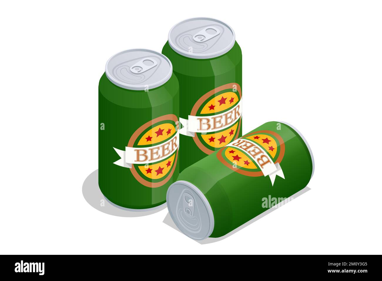 Isometric Cans of beer isolated on white. Aluminum cans. Isolated beer ...