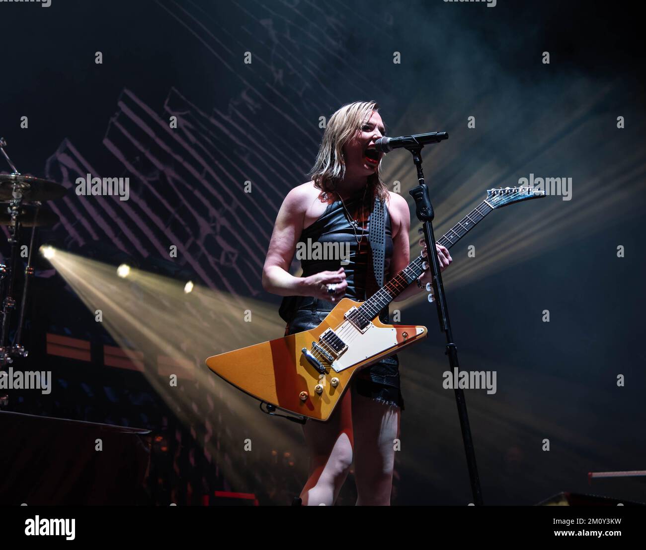 Lzzy Hale of Halestorm performing at the OVO Hydro in Glasgow on the ...