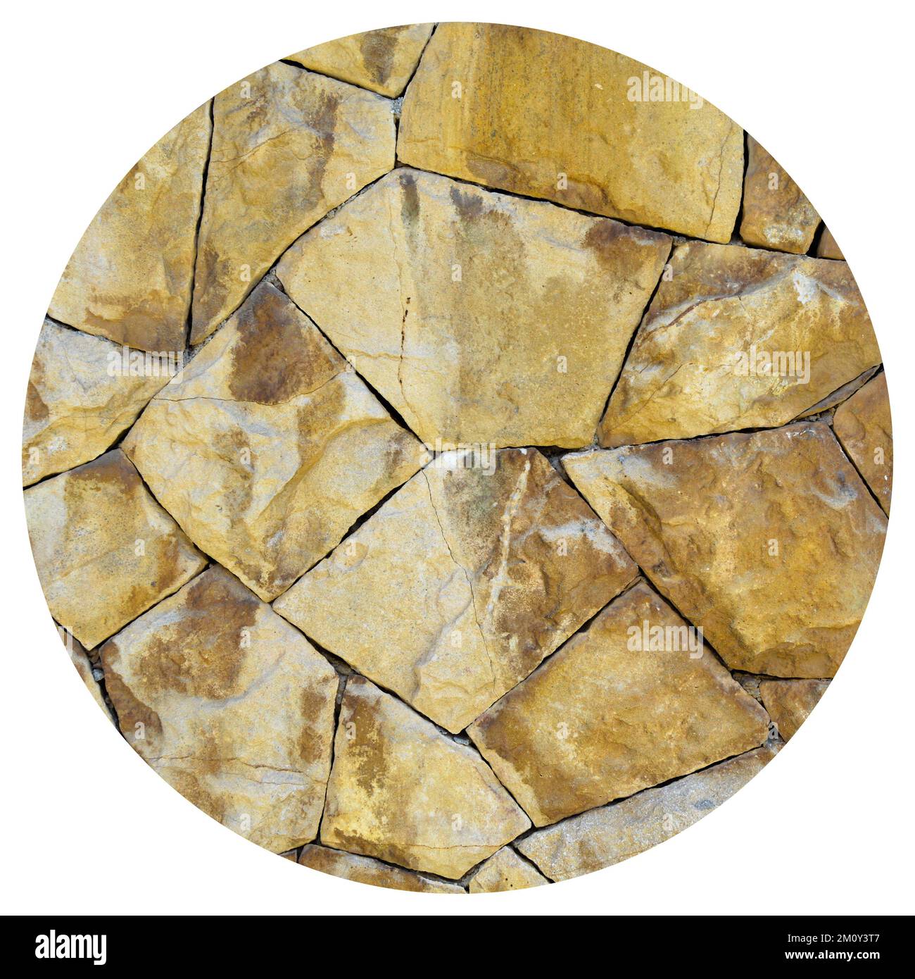 Sturdy yellow and beige cut stone wall, good for backgrounds, seamless ...