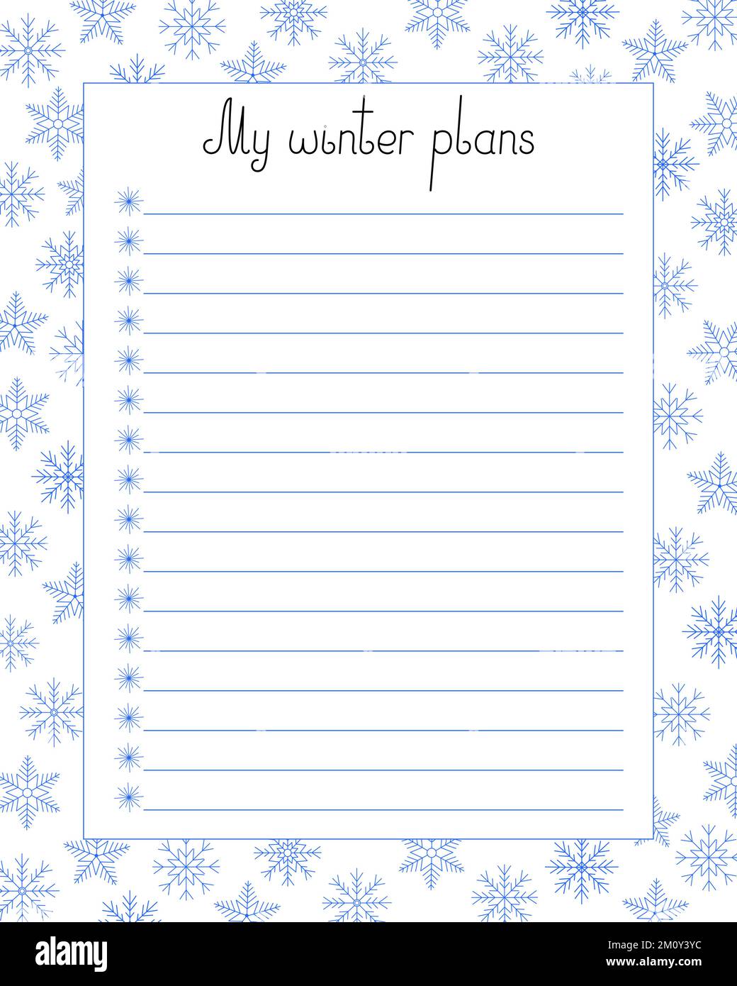 Empty printable list template for seasonal winter planning with ...