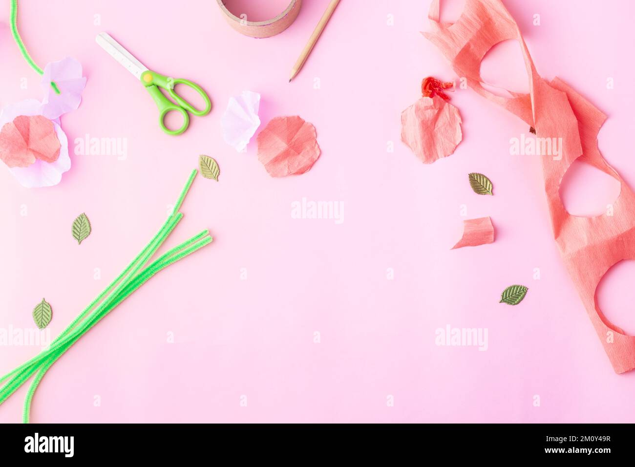 Easy paper flowers craft for kids. Mother's day. Happy birthday Stock ...