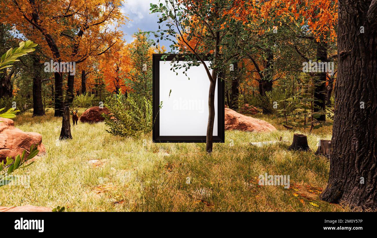 canva mock up with environmental background 3d render Stock Photo - Alamy