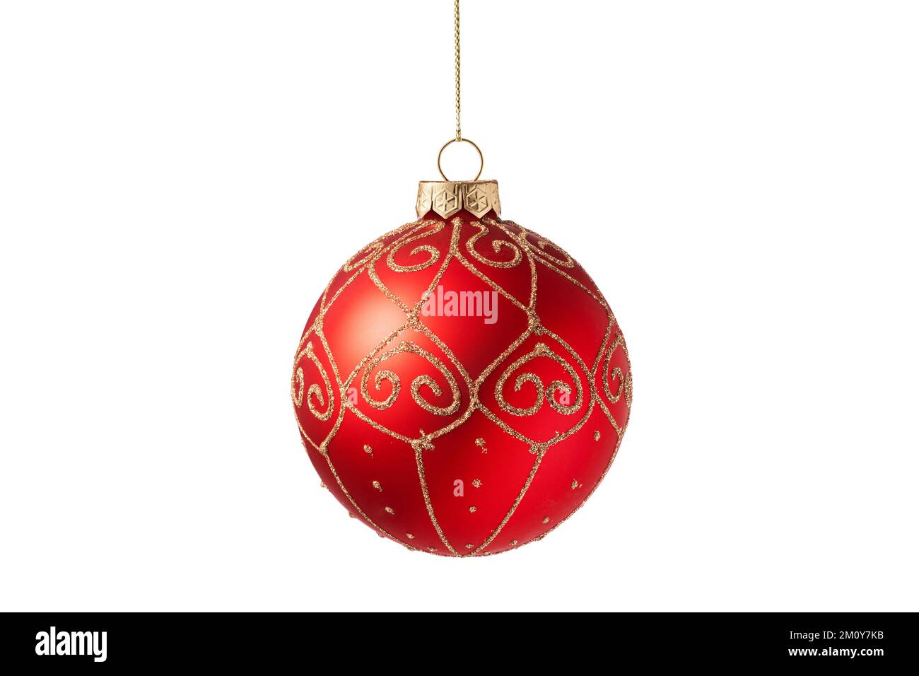 Christmas tree ball isolated on white background. Red Christmas bauble ...