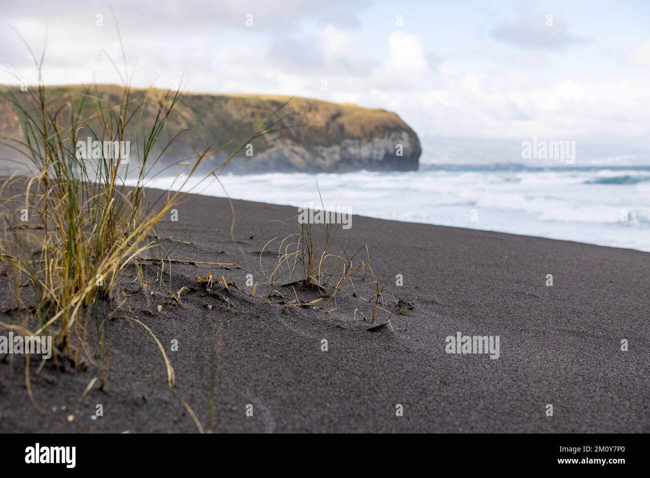 Atlantic ocean, waves and sand, good weather, Azores islands Stock ...