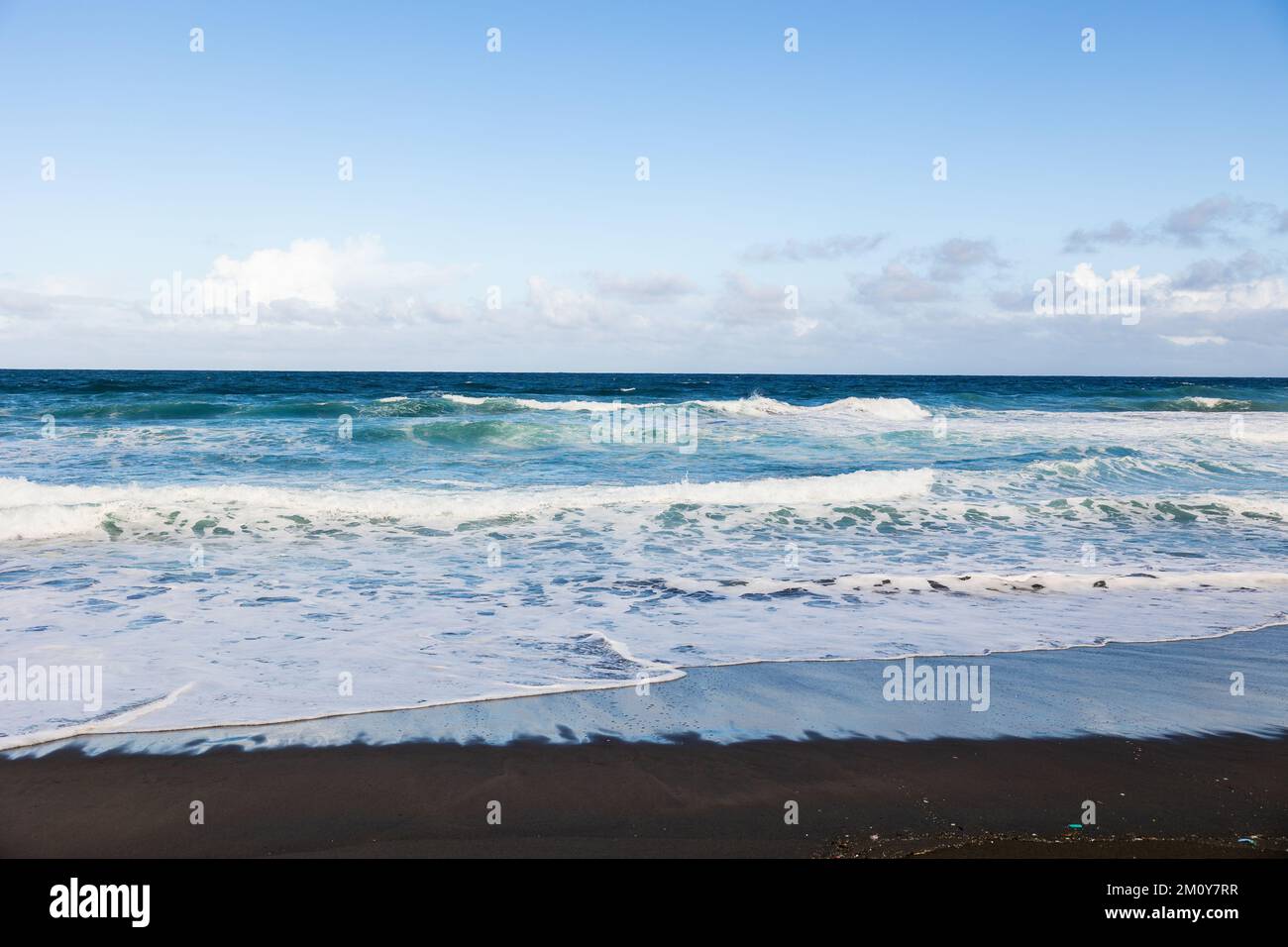 Atlantic ocean, waves and sand, good weather, Azores islands Stock ...