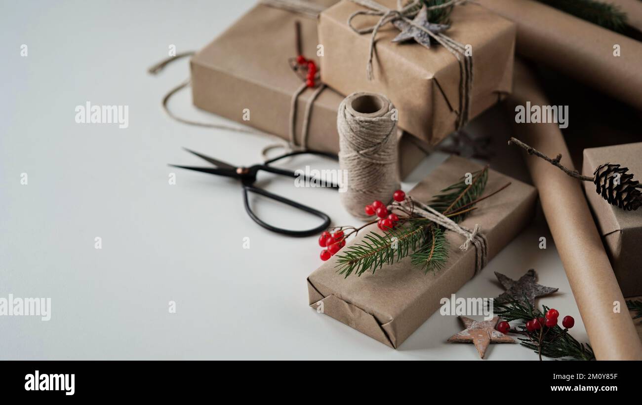 Zero waste and eco friendly christmas concept. Christmas and New Year ...