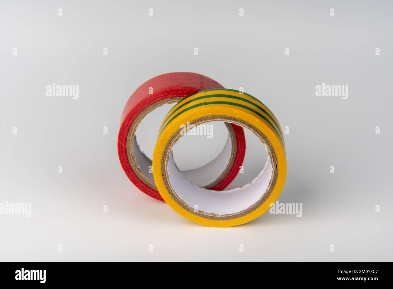 red vinyl insulating electrical tape on the white background Stock ...