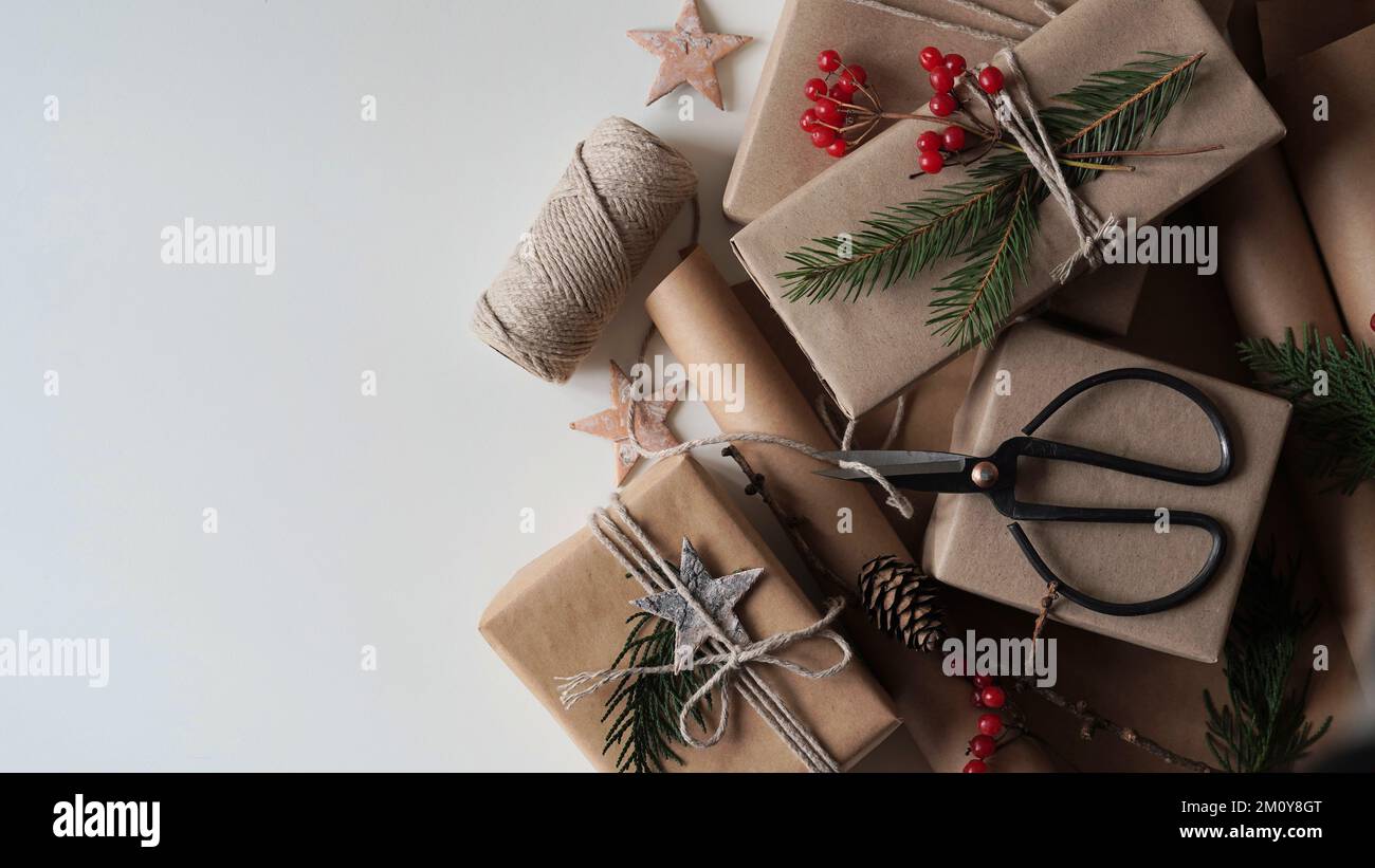 Zero waste and eco friendly christmas concept. Christmas and New Year ...