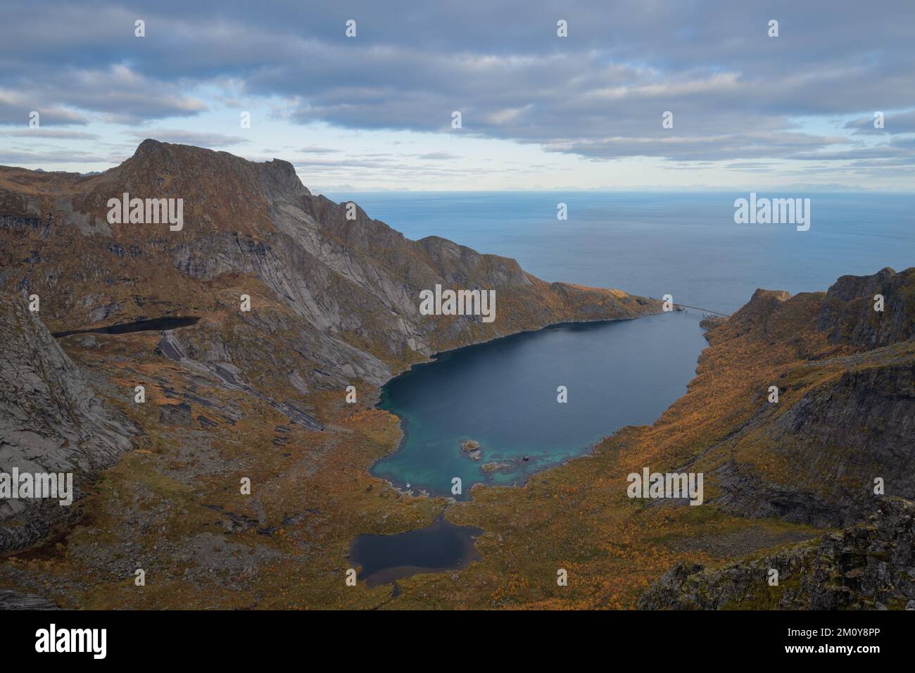 Autumn view over Djupfjord, Moskenesøy, Lofoten Islands, Norway Stock ...