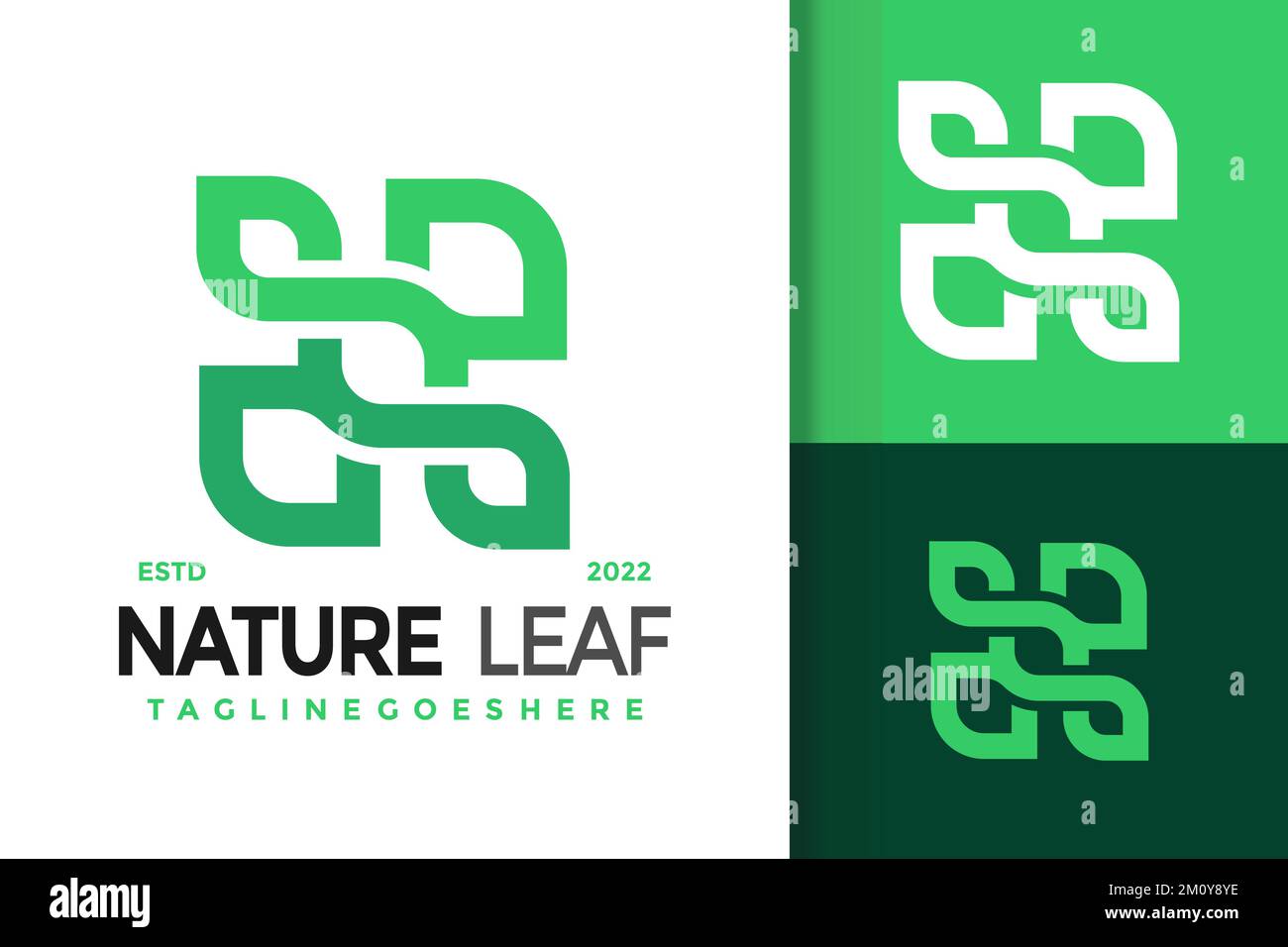 A Nature Leaf logo design isolated on white and green background Stock ...