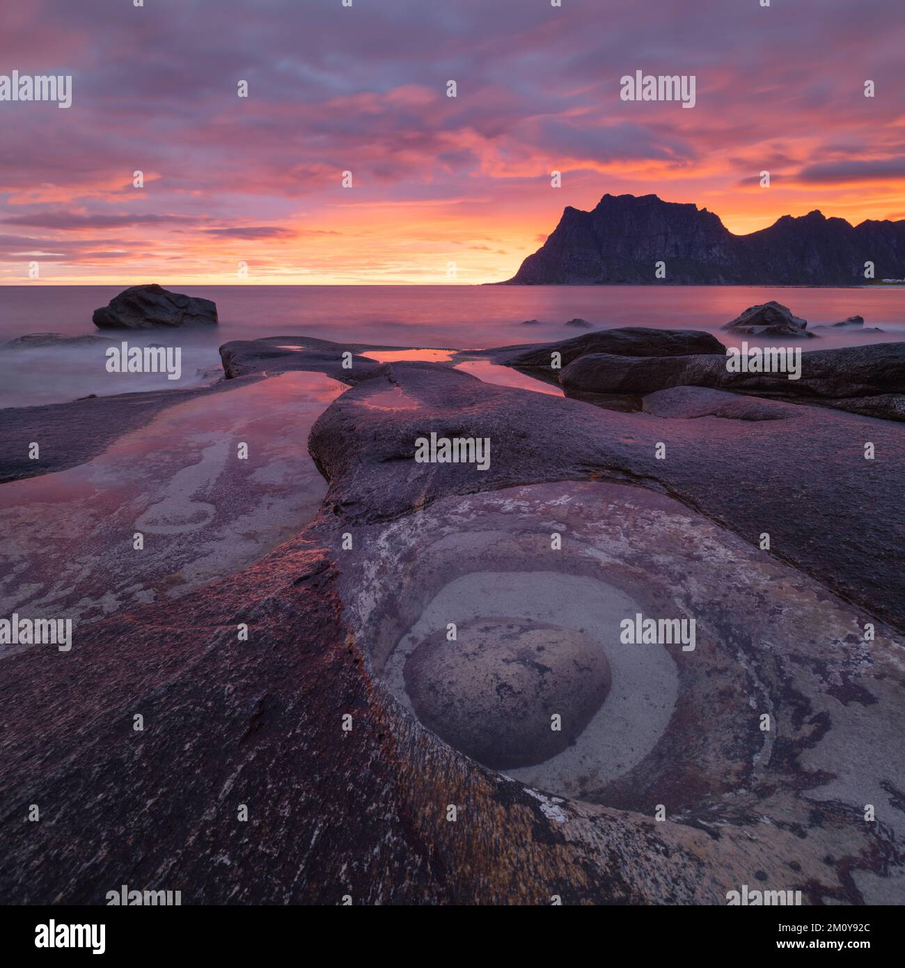 Eye of Uttakleiv at Uttakleiv beach, Lofoten Islands, Norway Stock ...
