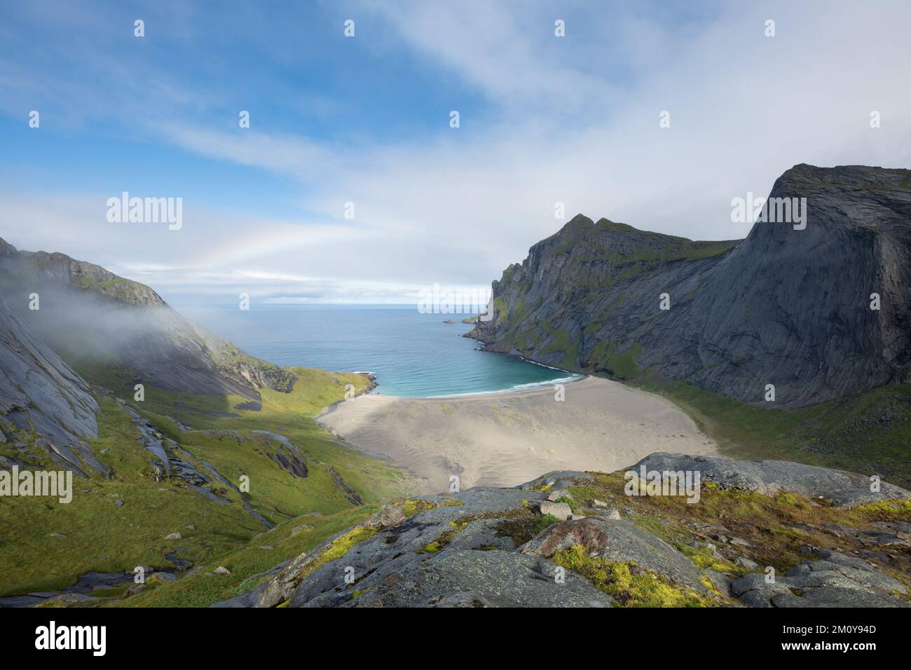 View over Bunes beach, Lofoten Islands, Norway Stock Photo - Alamy