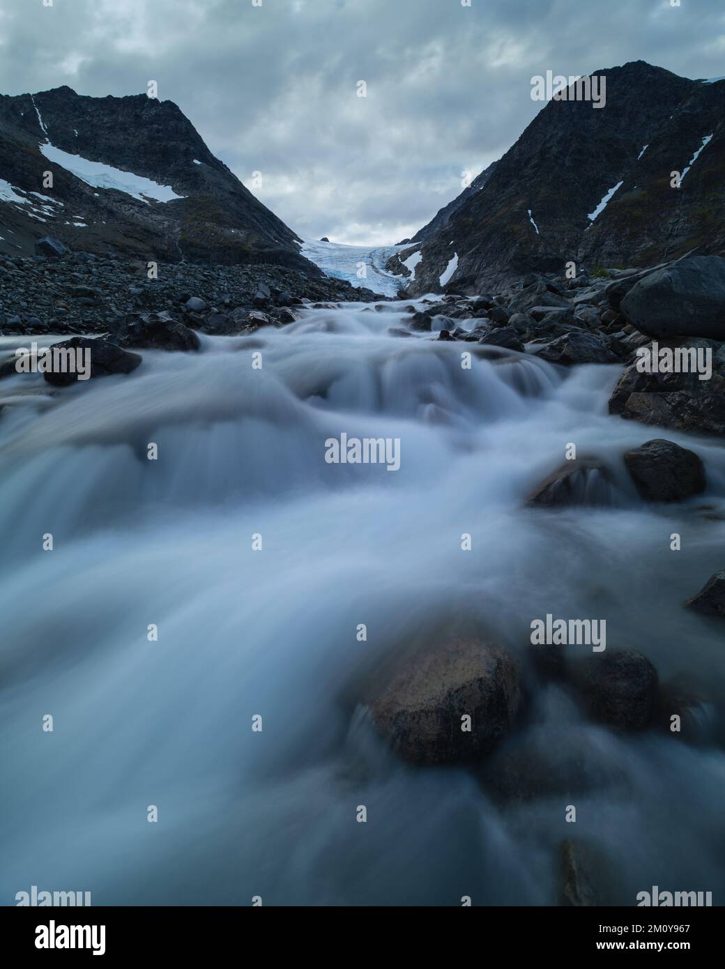Steindalsbreen glacier in Steindalen, Lyngen Alps, Norway Stock Photo ...