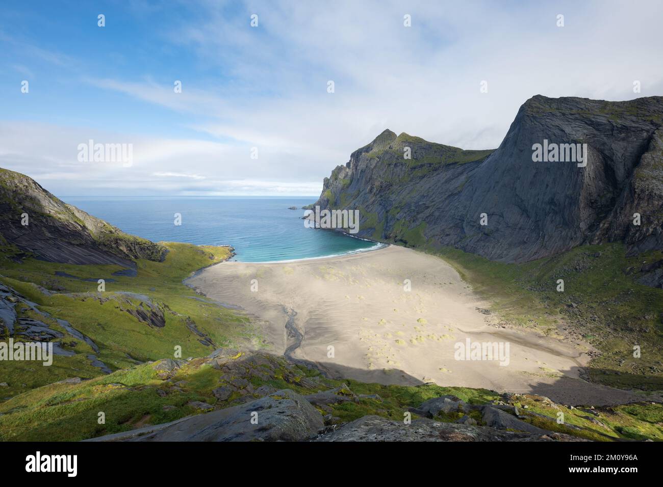 View over Bunes beach, Lofoten Islands, Norway Stock Photo - Alamy