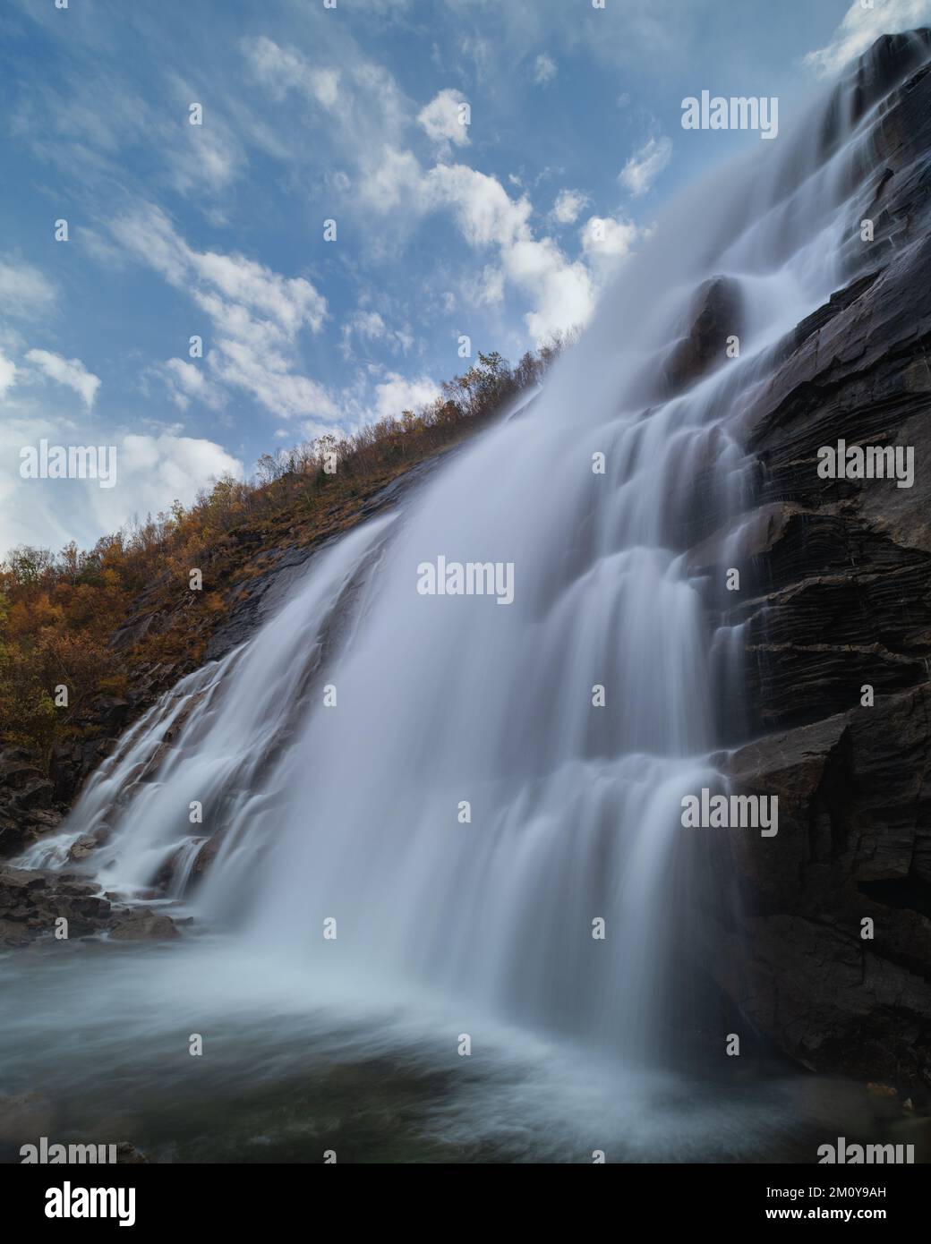 Valnesforsen waterfall, Valnes, Nordland, Norway Stock Photo - Alamy