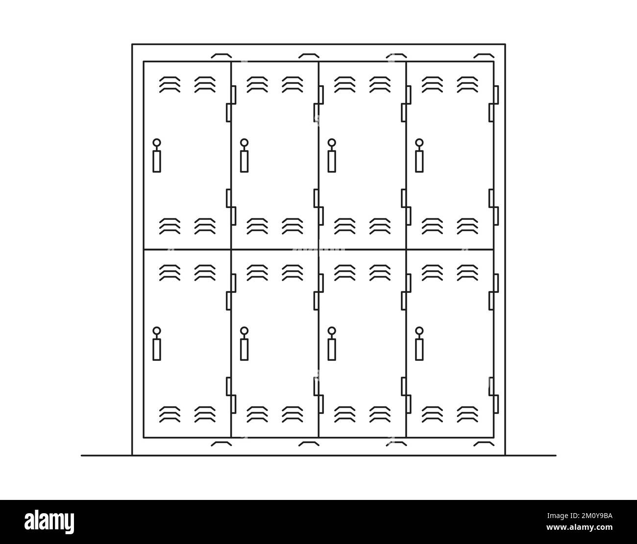 School locker line art. Black and white vector illustration Stock ...