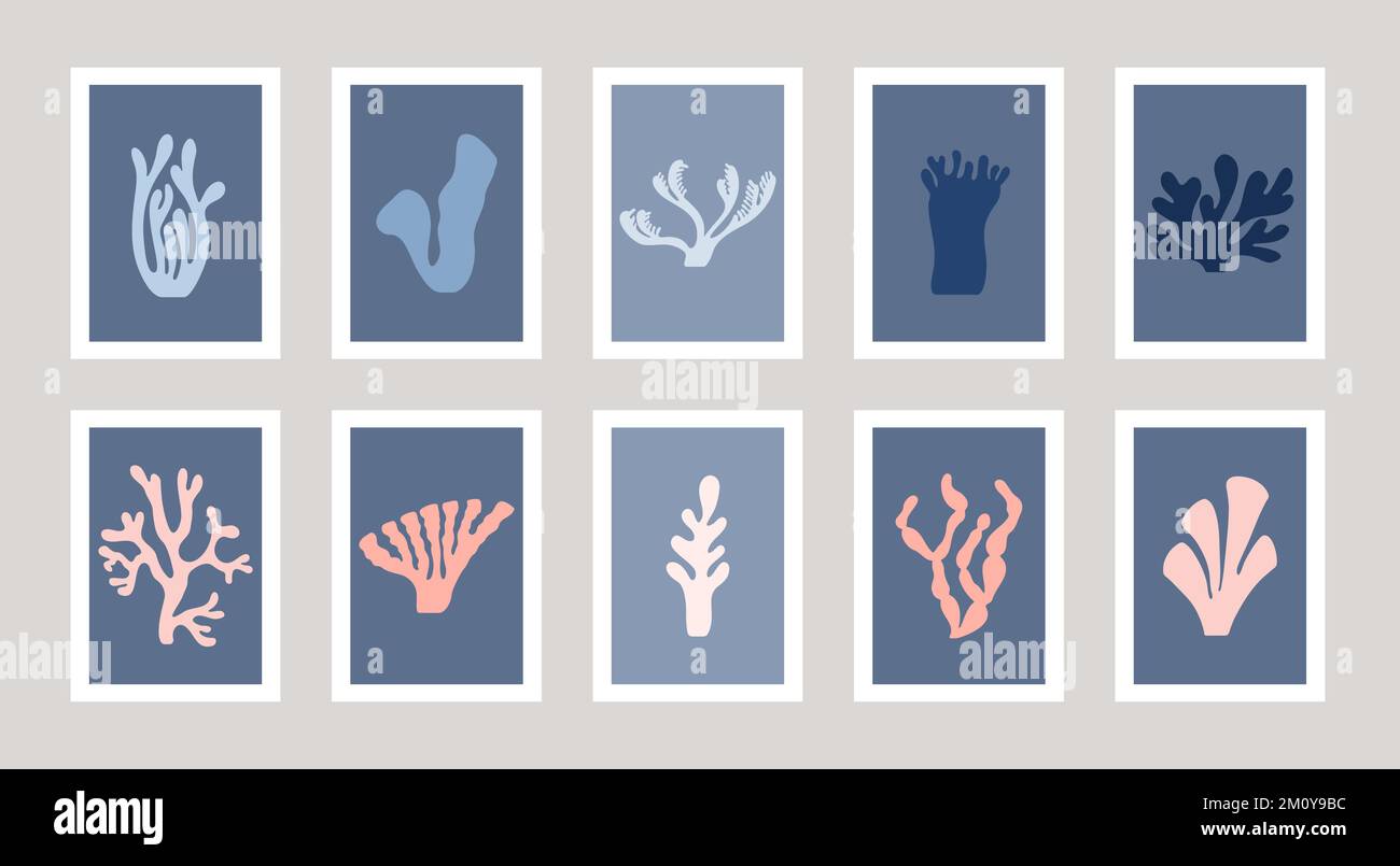 Set of ten abstract posters drawing in Henry Matisse style Stock Vector ...