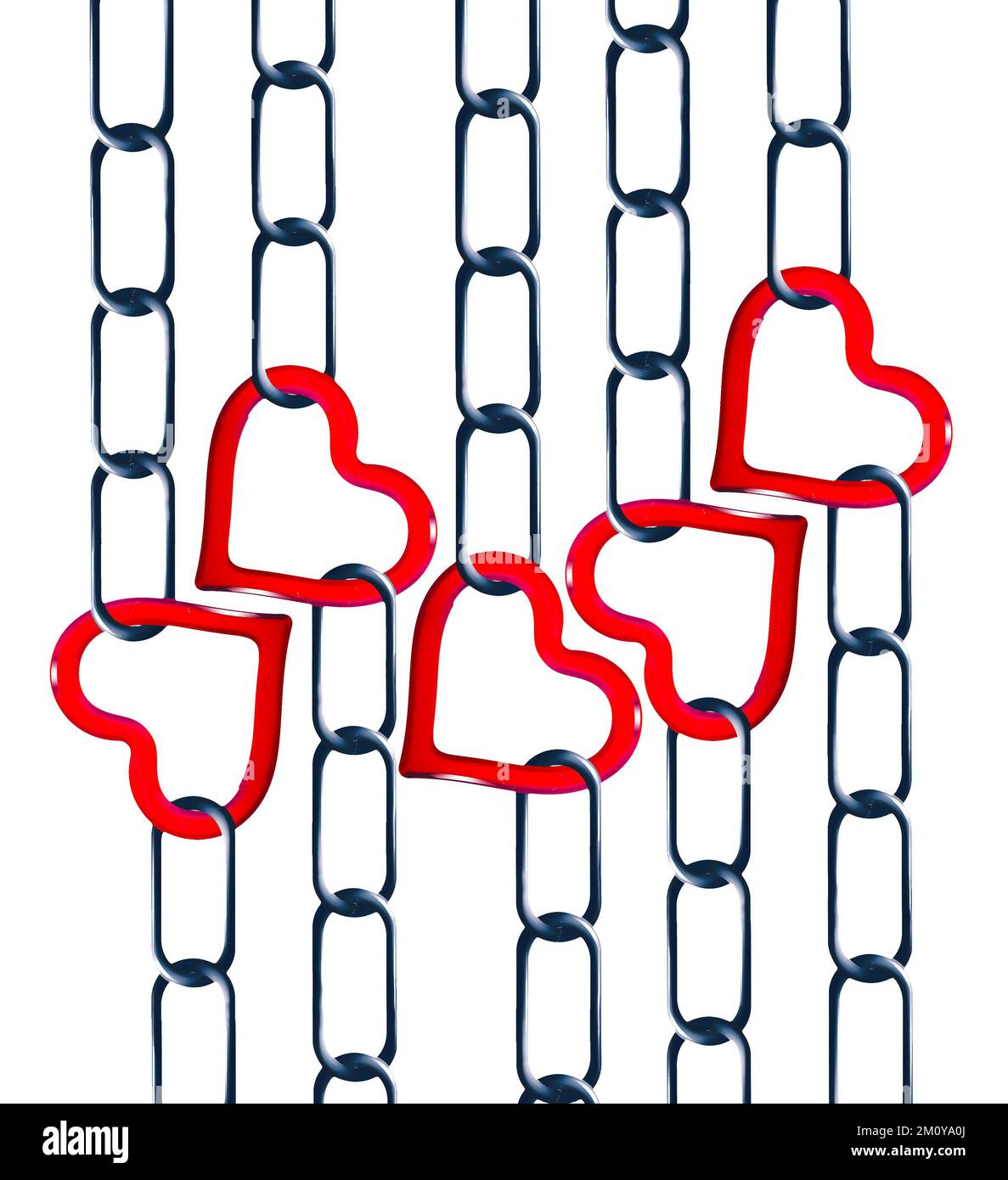 Hearts and chains are pictured in a background image that is a 3-d ...