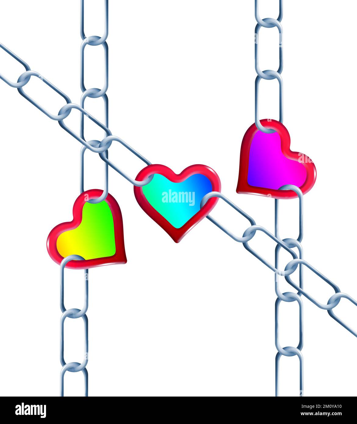 Hearts and chains are pictured in a background image that is a 3-d ...