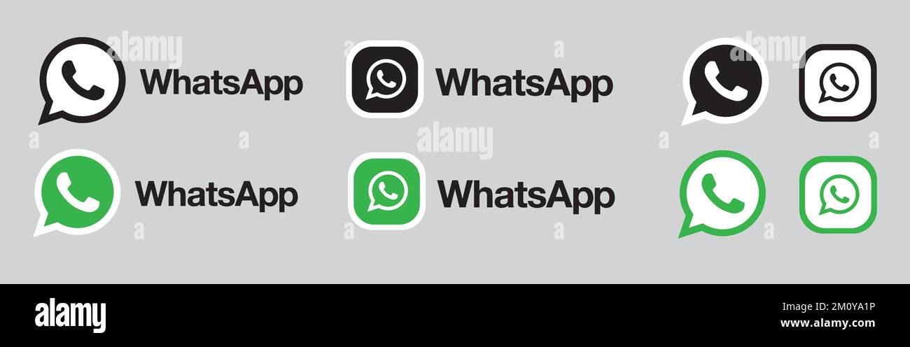 A vector design of several WhatsApp logo icons on gray background Stock ...