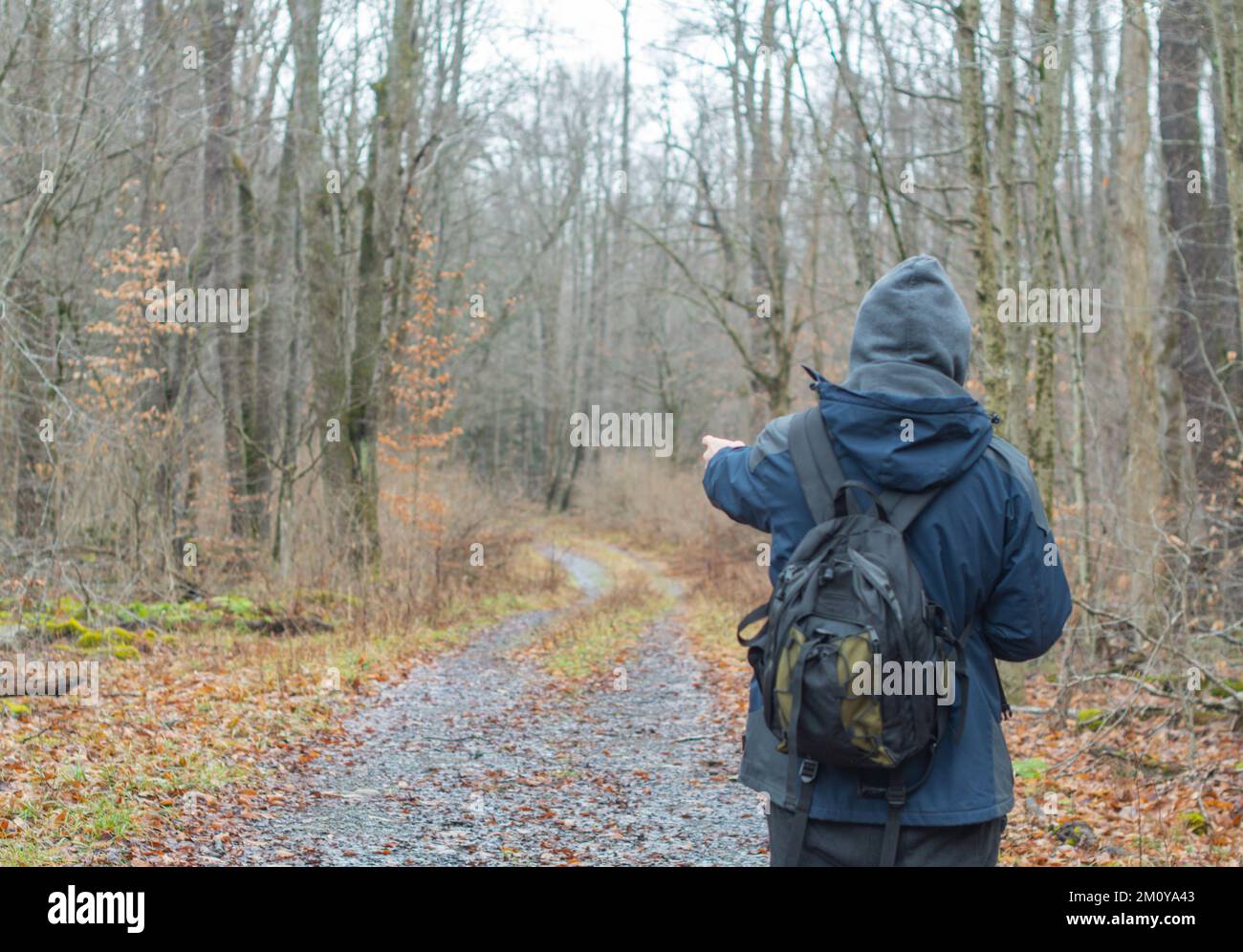 Cold weather hiking, backpacking winter activity Stock Photo - Alamy
