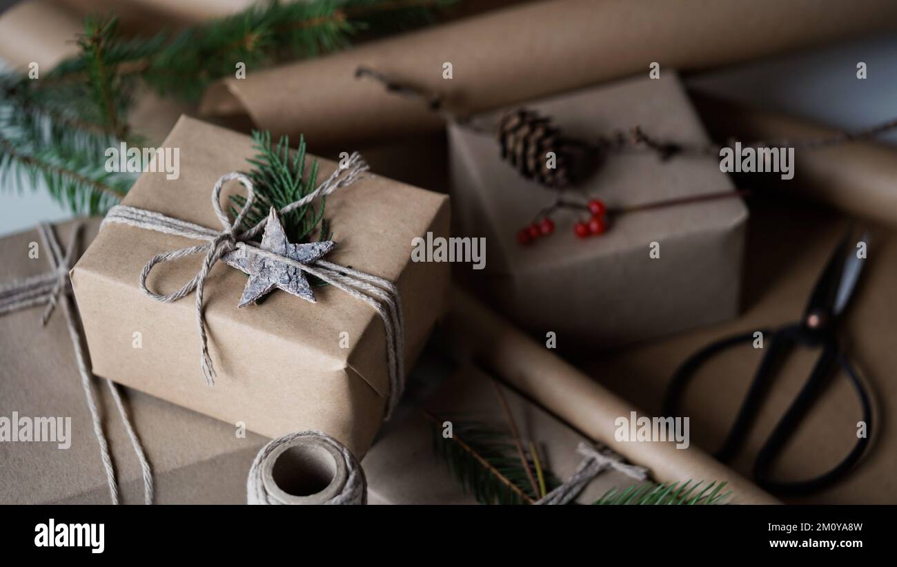 Zero waste and eco friendly christmas concept.Christmas and New Year ...