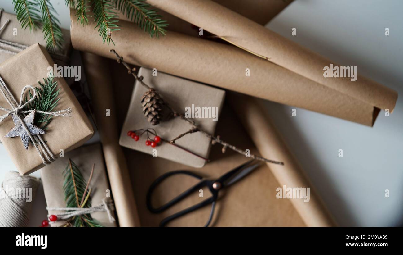 Zero waste and eco friendly christmas concept.Christmas and New Year ...
