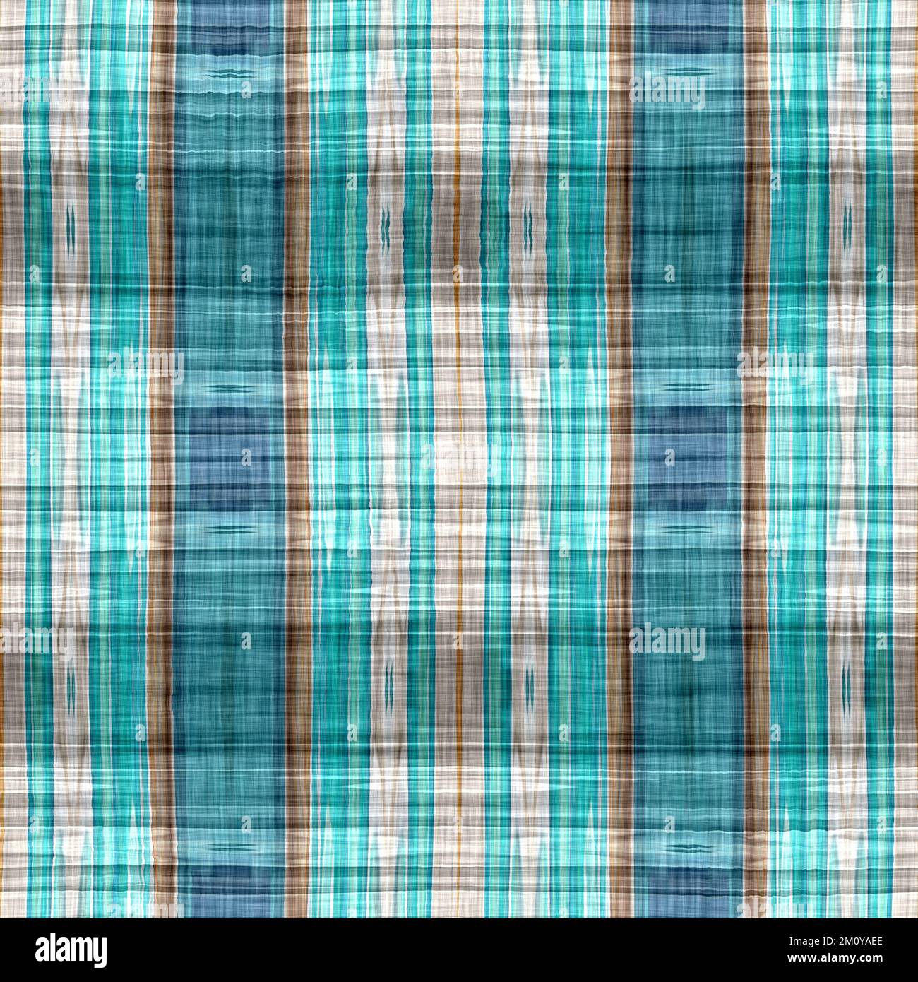 Teal rustic coastal beach house check fabric tile. Seamless sailor ...