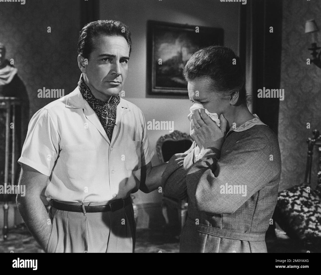 Rossano Brazzi, Emma Baron, on-set of the Film, "Dark Purpose ...