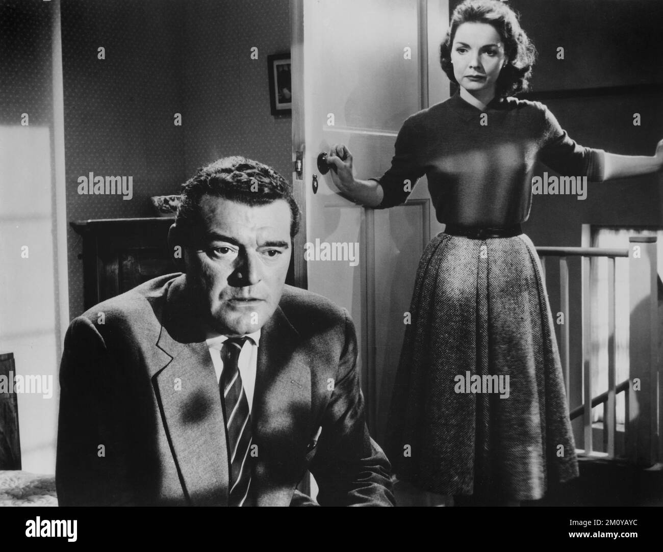 Jack Hawkins, Elizabeth Sellars, on-set of the Film, "Decision Against ...