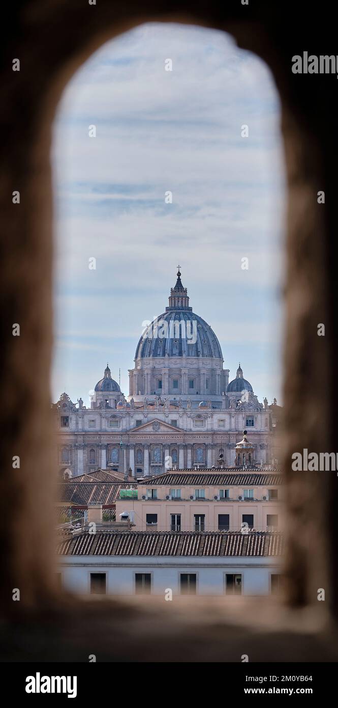 A keyhole photo of St. Peter's Basilica taken through the embrasure, or ...