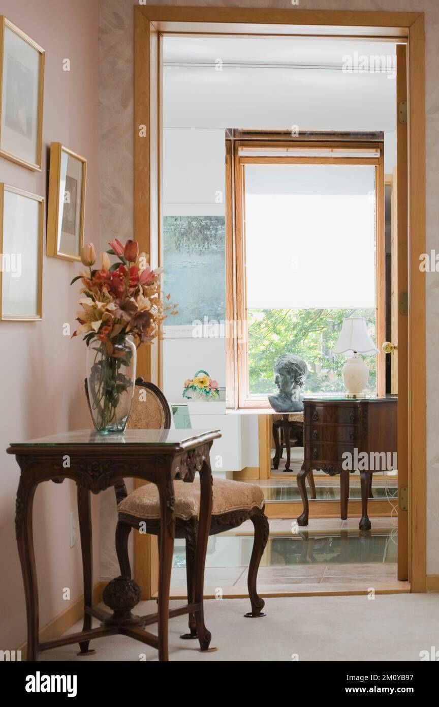 Antique furniture in upstairs hallway inside mixed decorated and ...