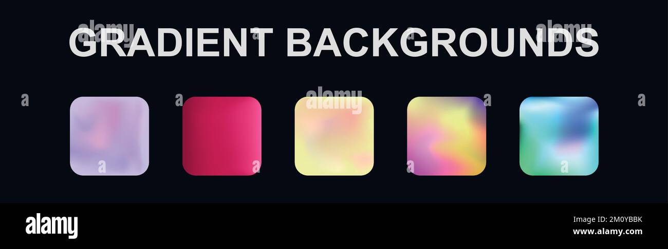 Set of 5 different gradient texture backgrounds - Vector illustration ...