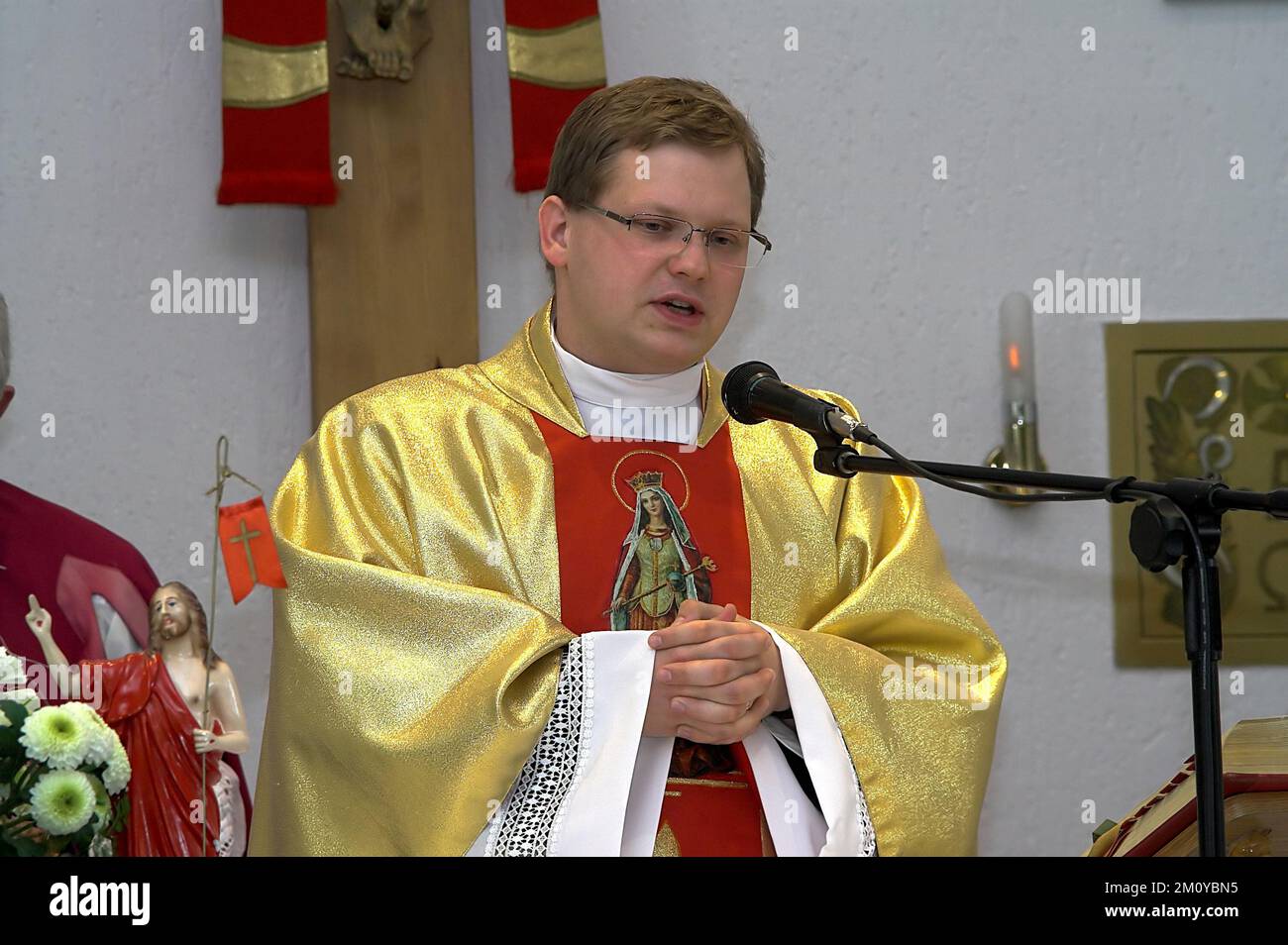 Ostrzeszów, Schildberg, Poland, Polen, Polska; A young priest in a ...