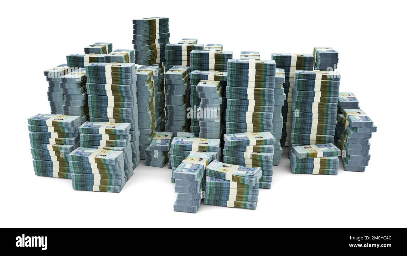 Big stack of Kuwaiti dinar notes. A lot of money isolated on white ...