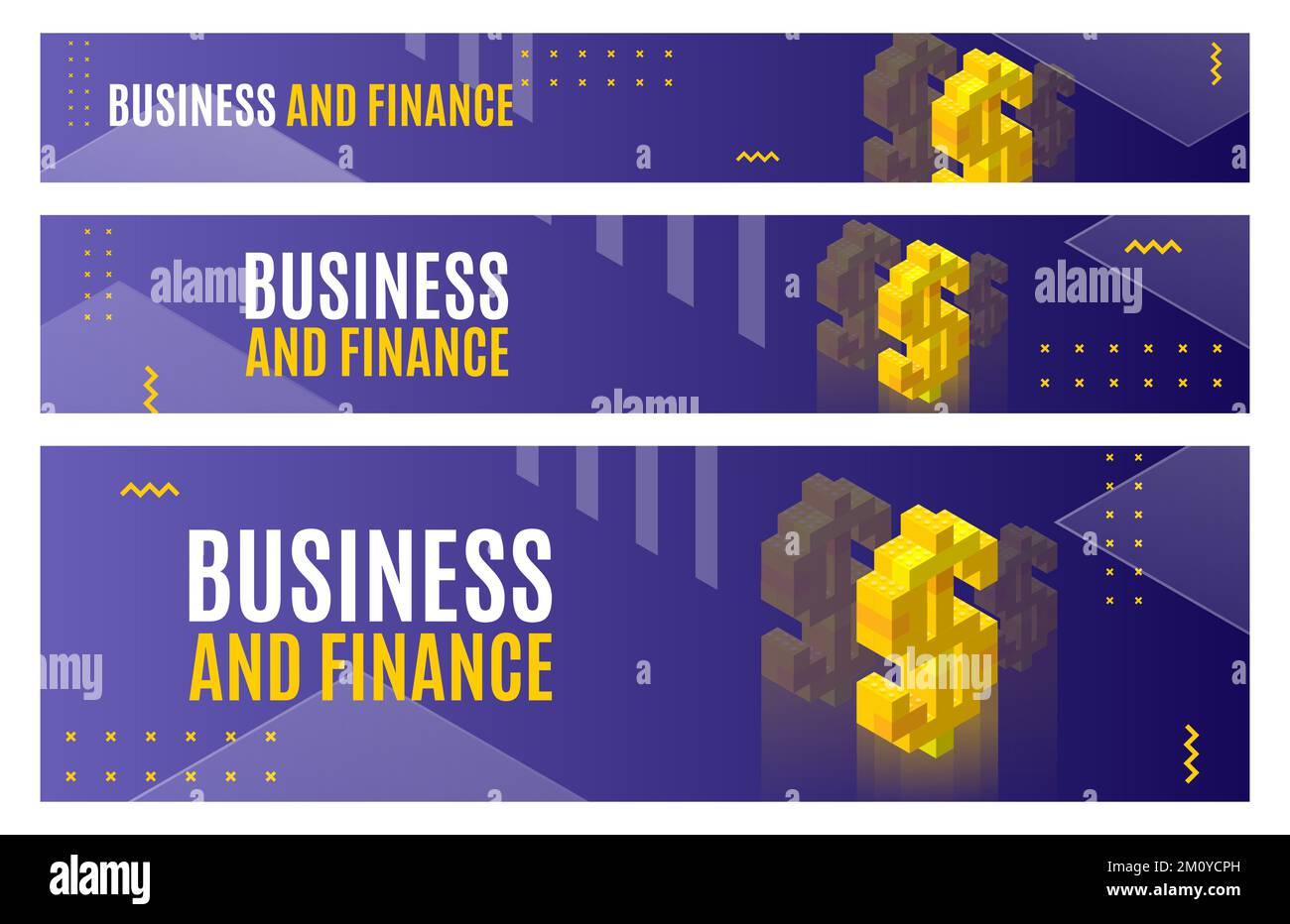 Set of horizontal banners in popular sizes on the theme of business and ...