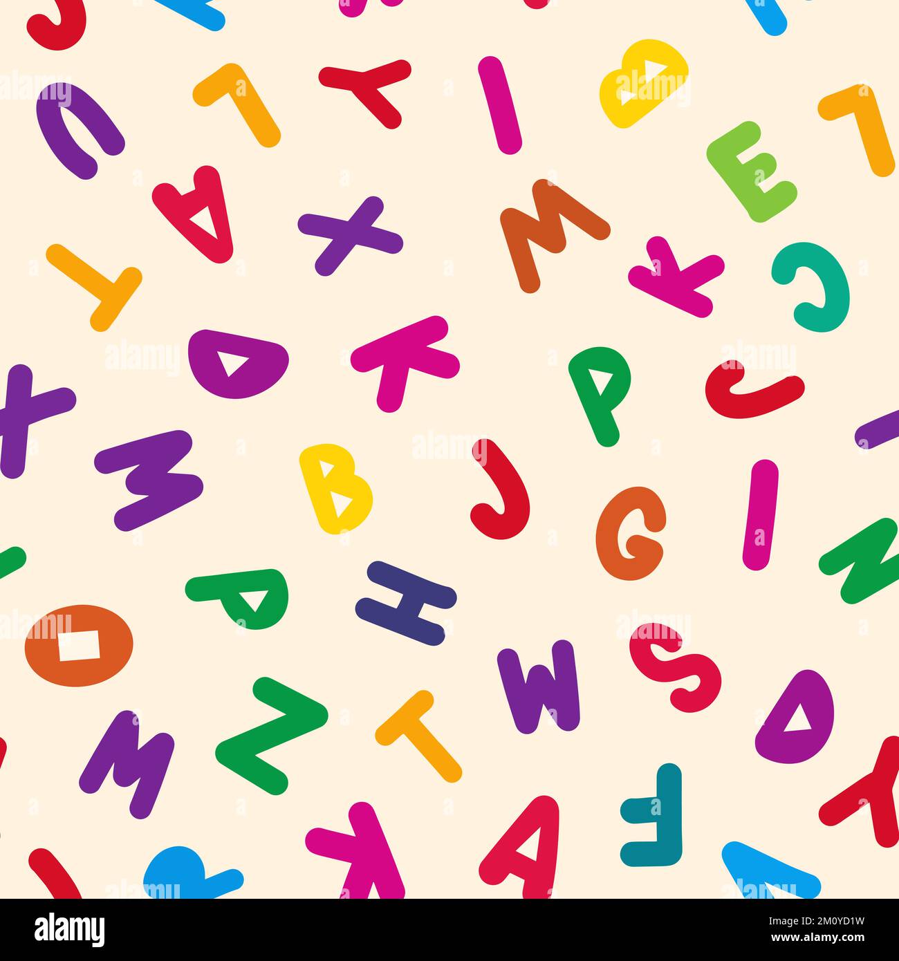 Seamless pattern of colored cartoon letters. Vector illustration Stock ...