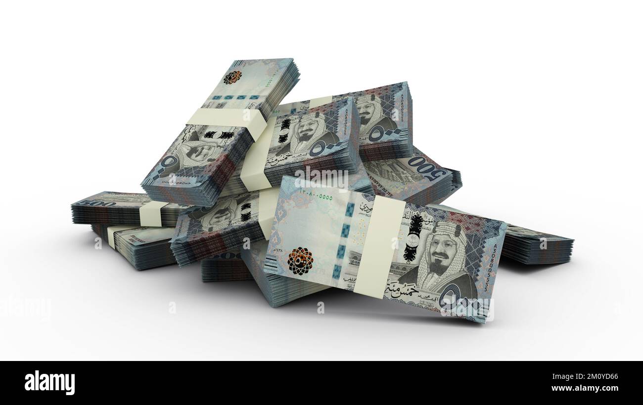 3D Stack of Saudi riyal notes Stock Photo - Alamy