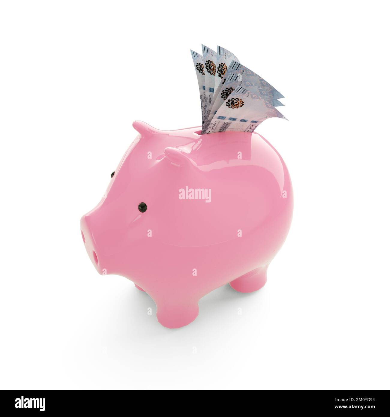 Saudi Riyal notes inside pink Piggy Bank, money in piggy bank, savings ...