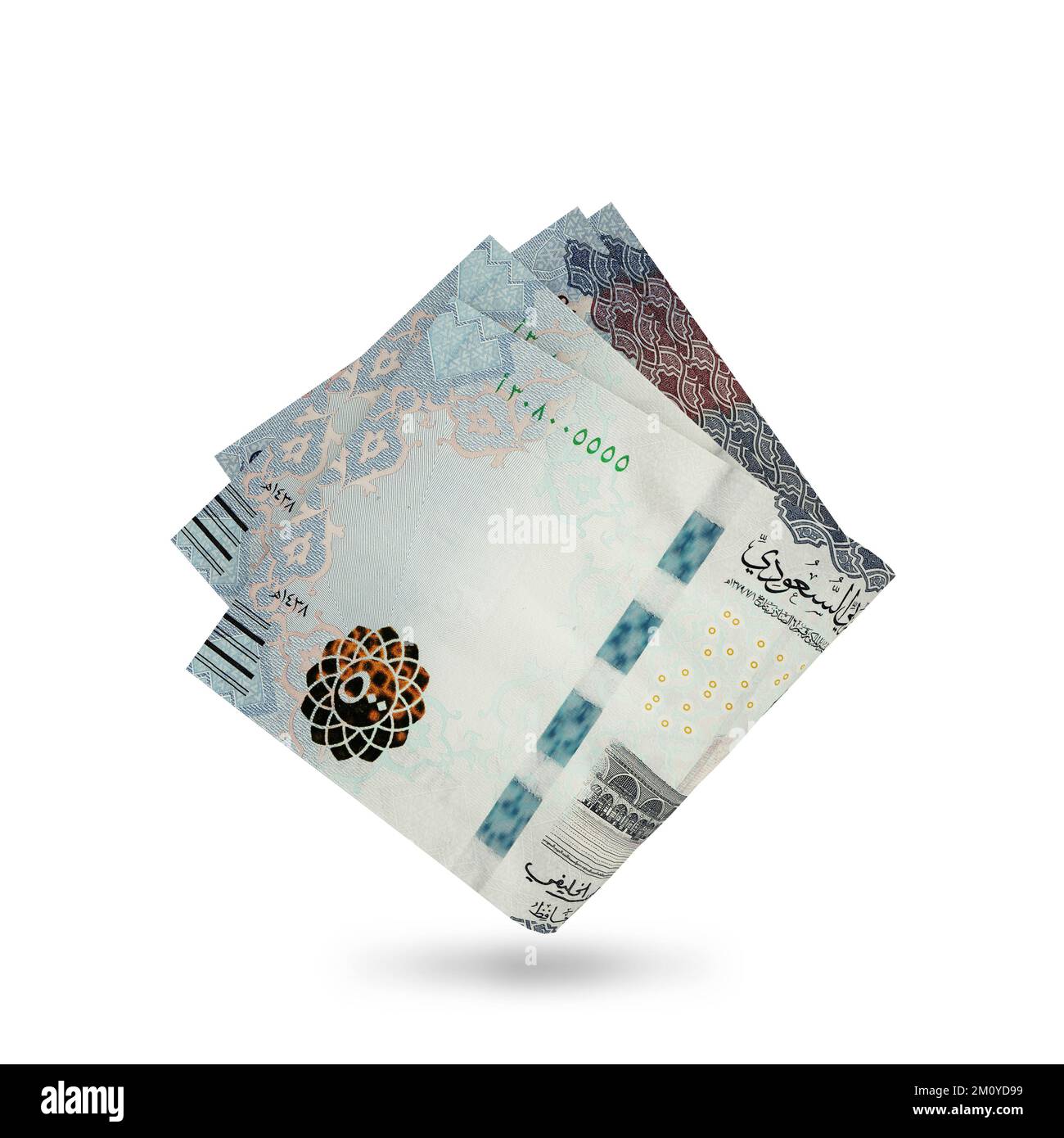 3d rendering of Folded Saudi Arabian riyal notes isolated on white ...