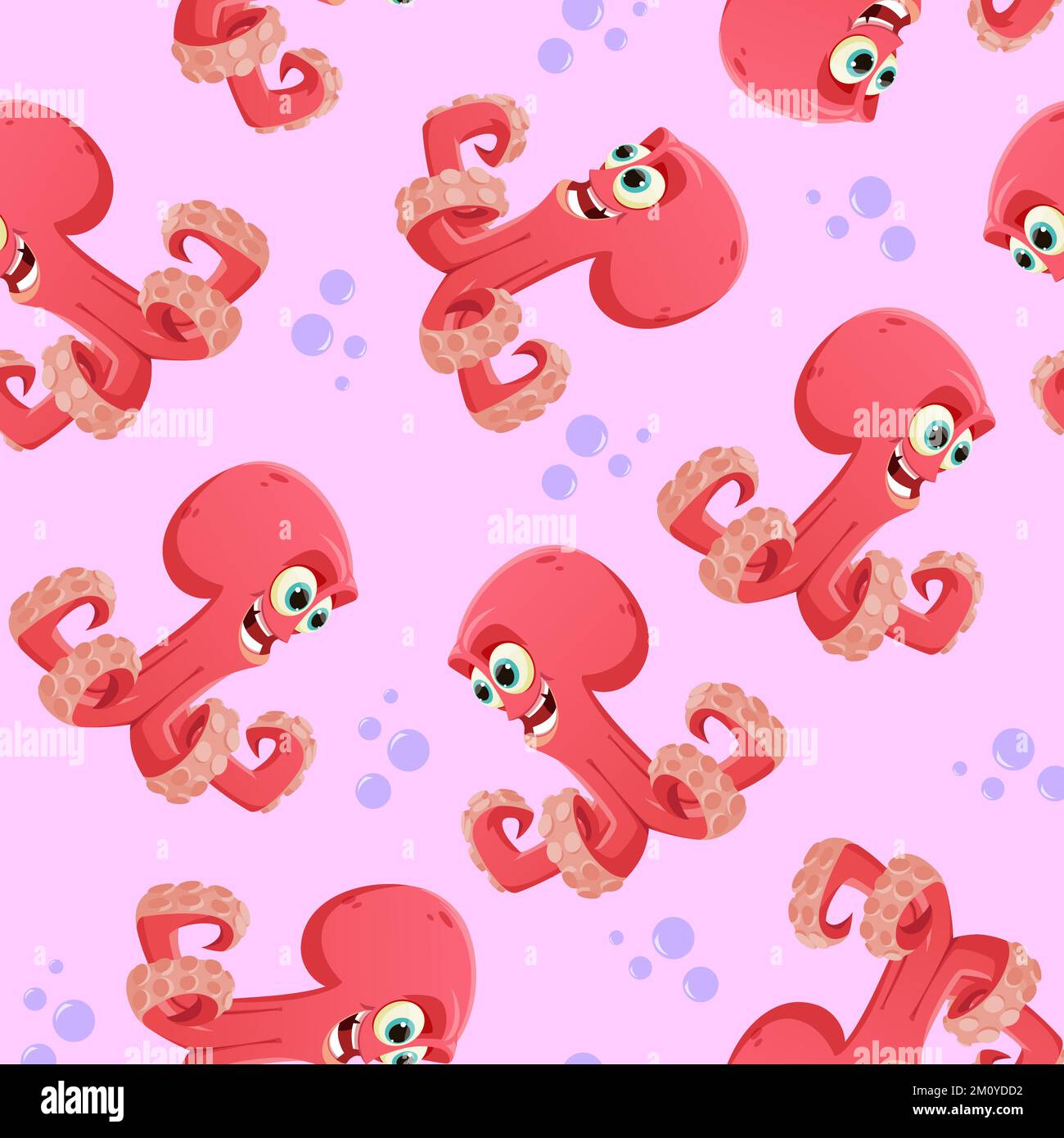 Octopus pattern with bubbles in cartoon style for kids wallpaper ...