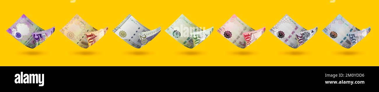 Set of Saudi Arabian riyal notes denominations. 3d illustration Stock ...