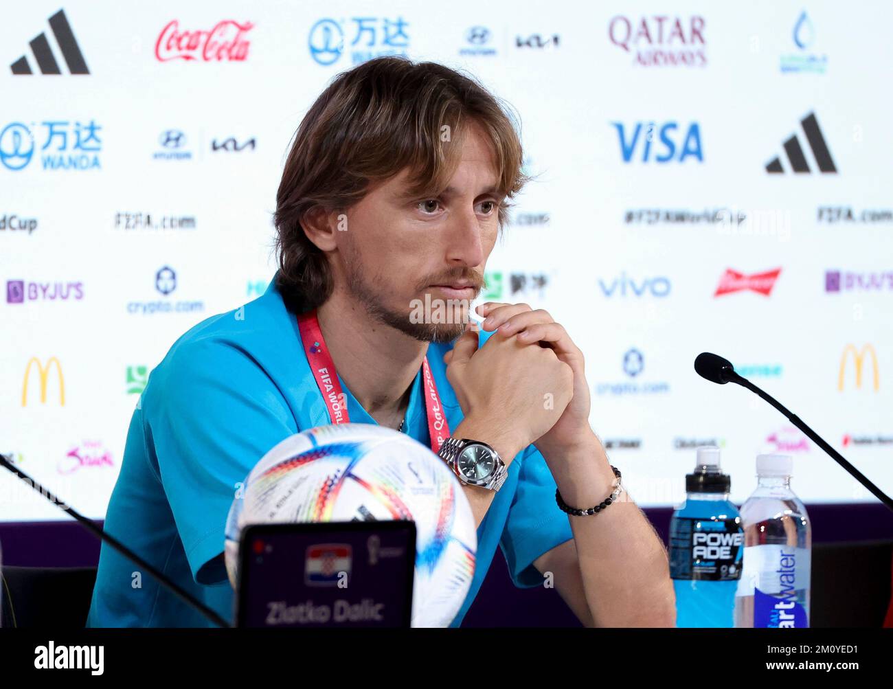 Doha, Qatar - December 8, 2022, Luka Modric of Croatia answers to the ...