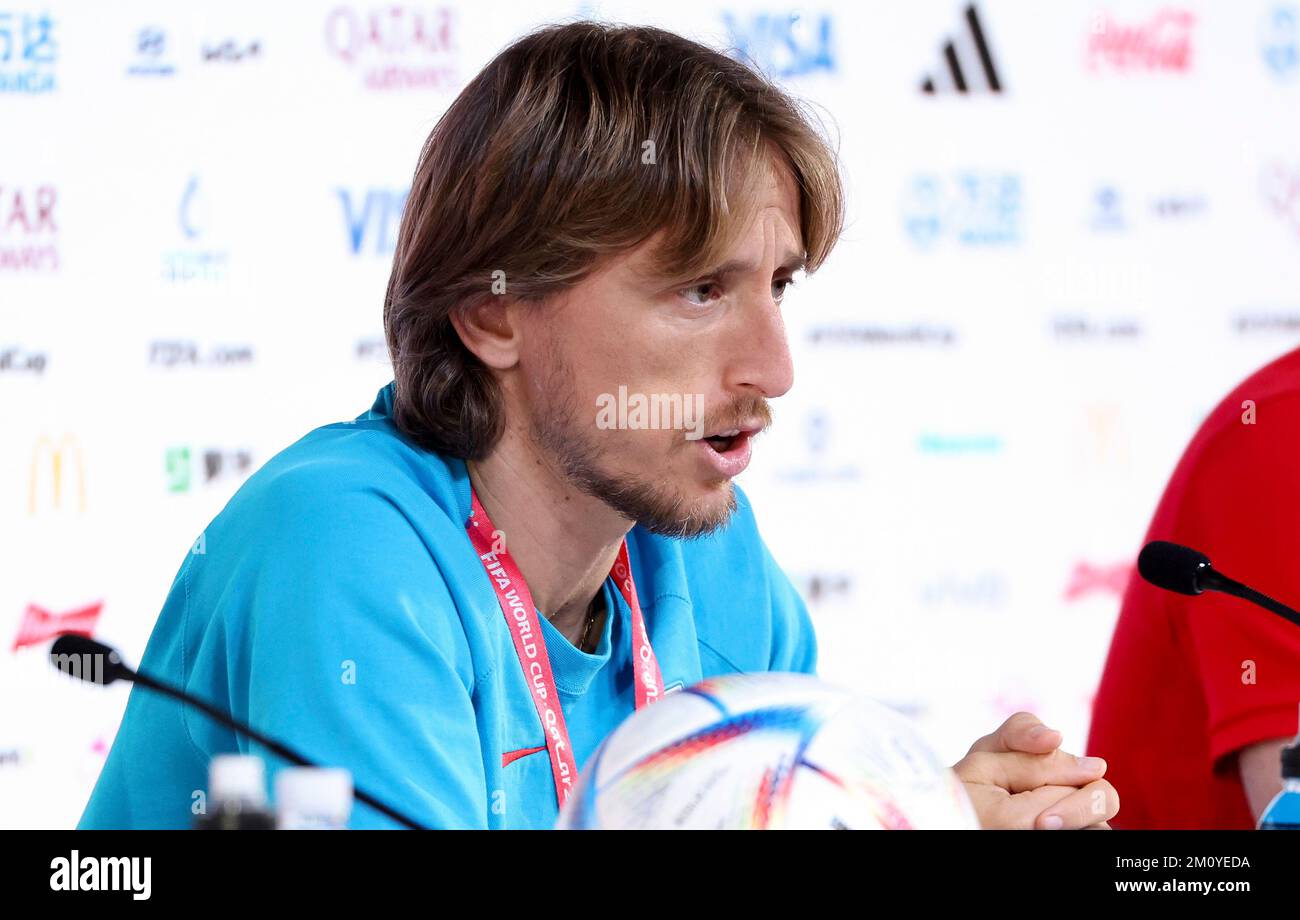 Doha, Qatar - December 8, 2022, Luka Modric of Croatia answers to the ...