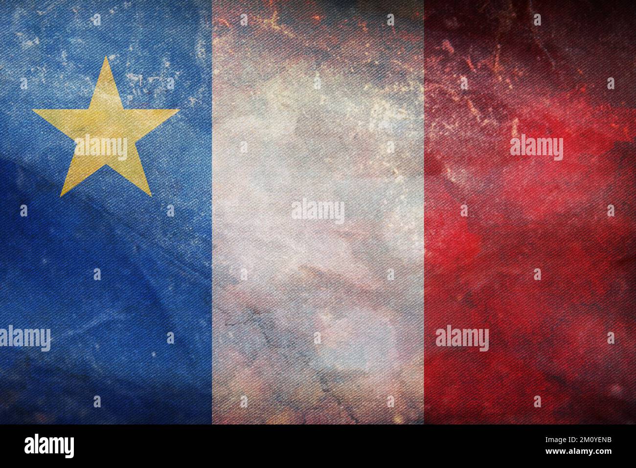 retro flag of French ancestry Acadians with grunge texture. flag ...